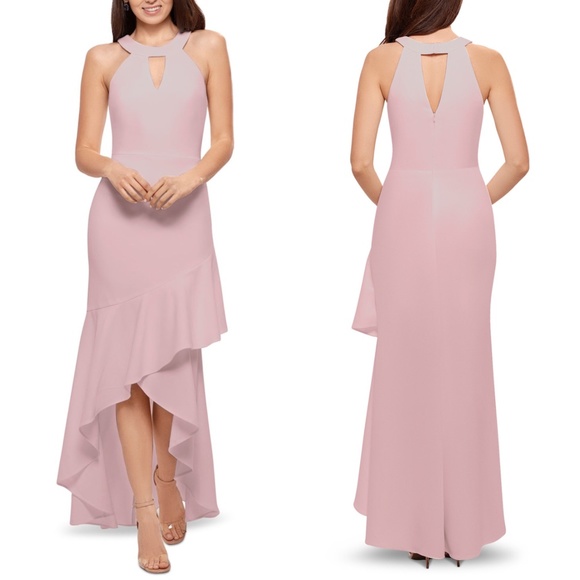 Betsy & Adam | Dresses | New Betsy Adam Rose Halter Keyhole Cascade ...